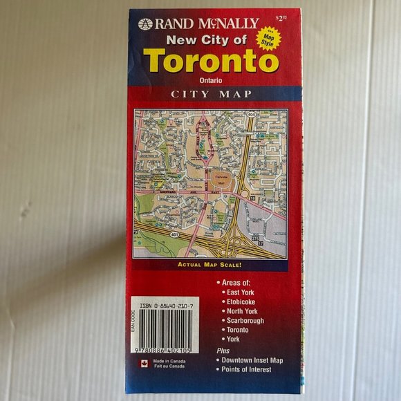 Rand McNally | Office | Folded Pocket Map Of Toronto And Suburbs Canada ...